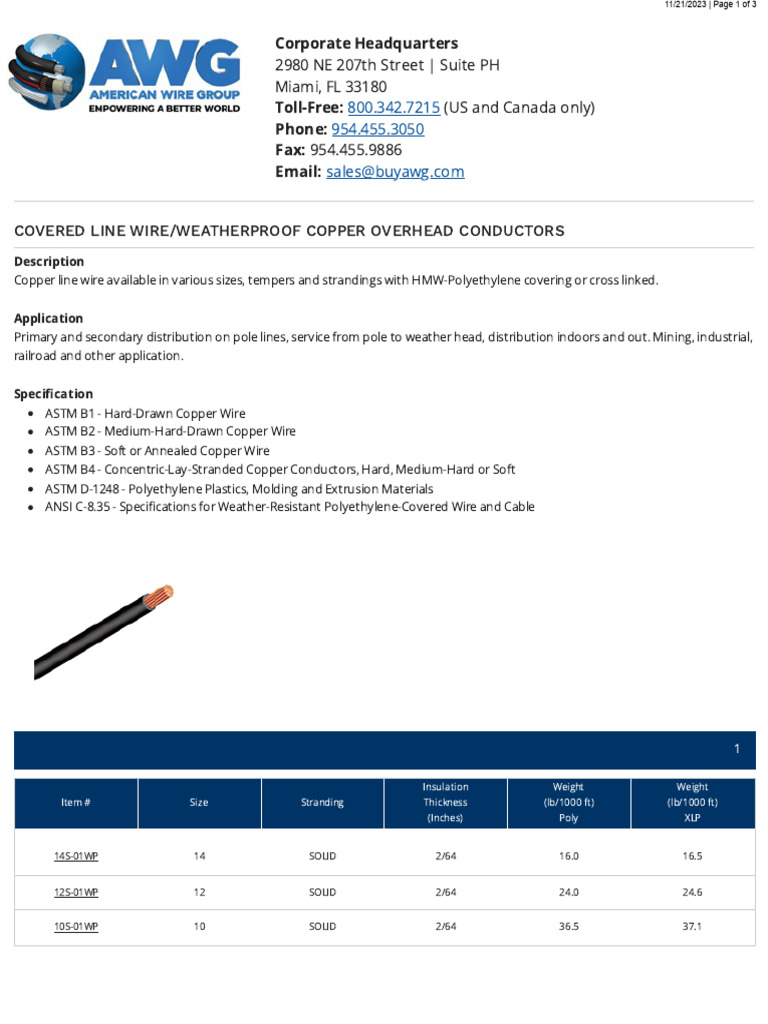 Covered Line Wire Weatherproof Copper Overhead Conductors | PDF | Wire ...