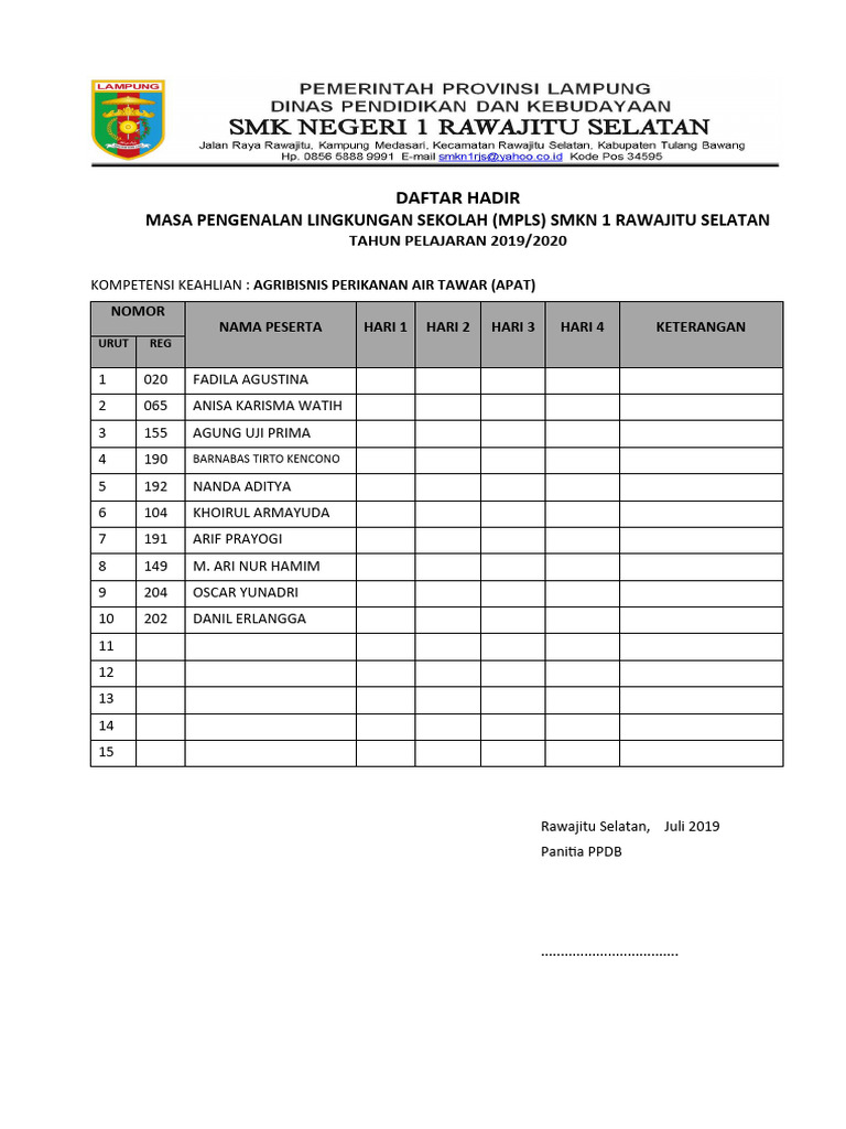 Daftar Hadir PPDB | PDF