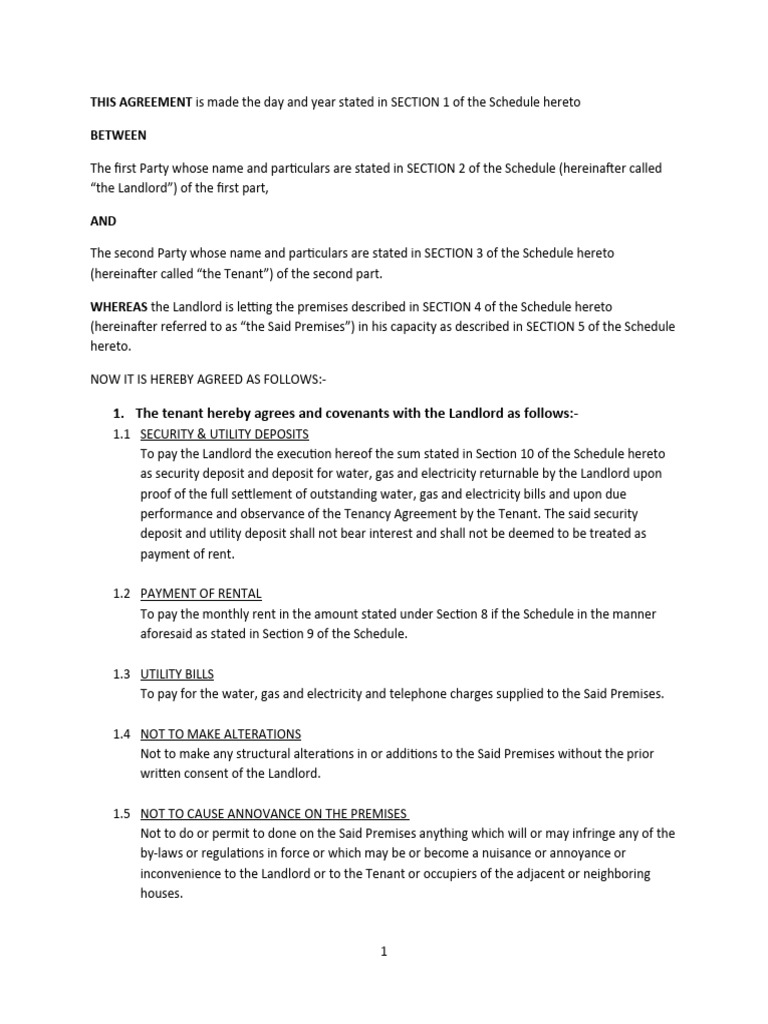 Tenant-Landlord Agreement Terms | PDF | Leasehold Estate | Landlord