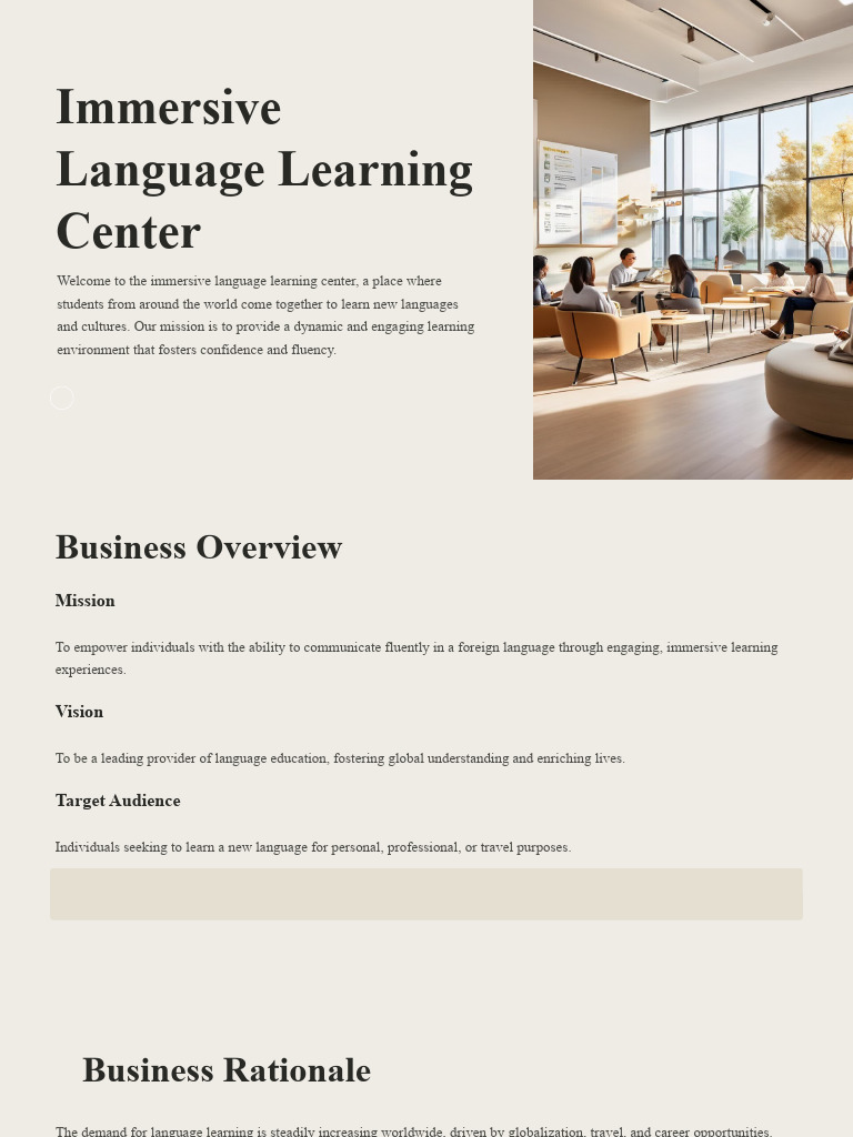 Immersive Language Learning Center Overview | PDF | Social Media ...