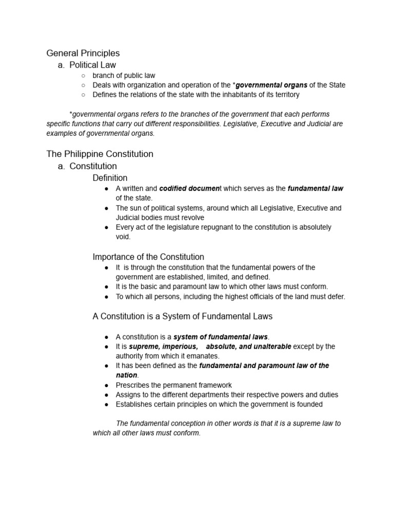 General Principles & The Philippine Constitution | PDF | Constitution ...