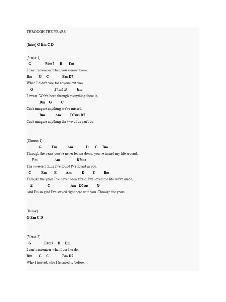 Through the Years - Roa | PDF | Songs | Musical Forms