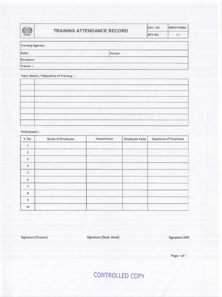 tRAINING RECORD | PDF