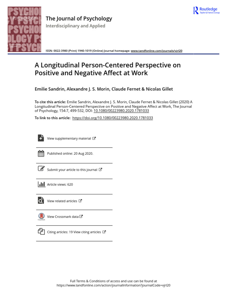 A Longitudinal Person-Centered Perspective On Positive and Negative ...