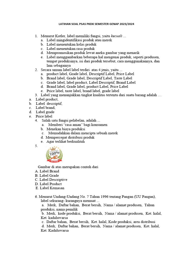 Latihan Soal PAS PKDK SEMESTER GENAP 20232024 | PDF | Karier & Perkembangan