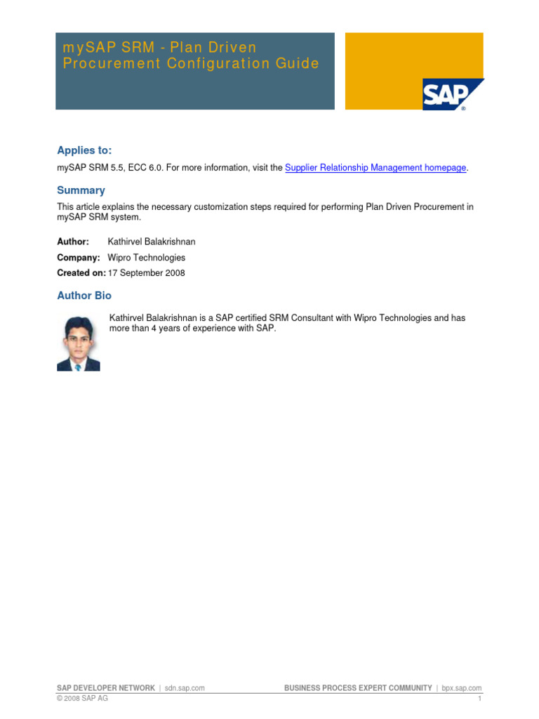 mySAP SRM Procurement Configuration Guide | PDF | Procurement | Business
