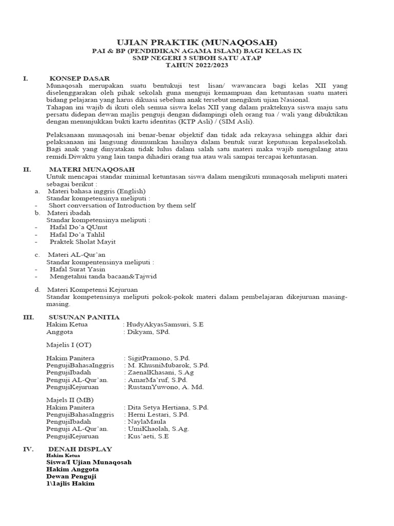 Ujian Praktik Pai SMP | PDF