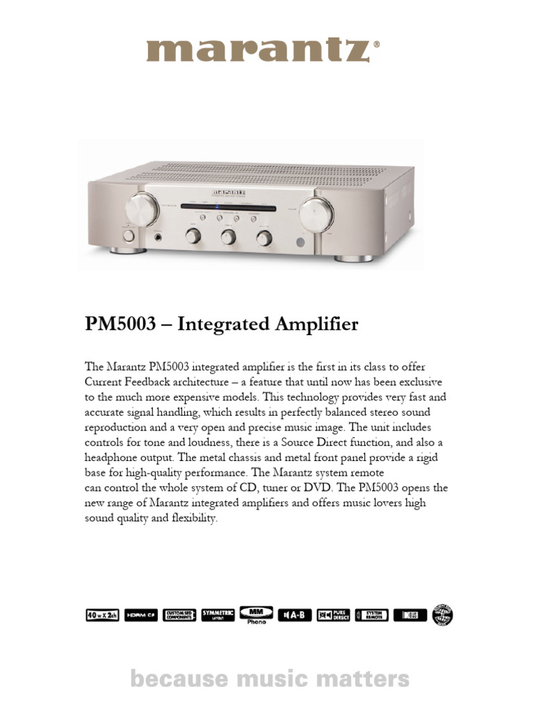 PM5003 - Integrated Amplifier | PDF | Amplifier | Sound Production ...