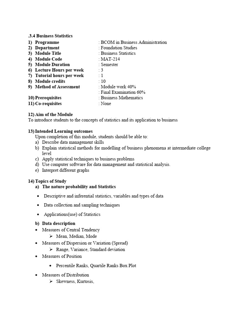 Business Statistics | PDF | Statistics | Statistical Analysis