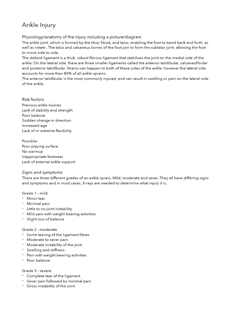 Ankle Injury Notes PE | PDF | Ankle | Foot