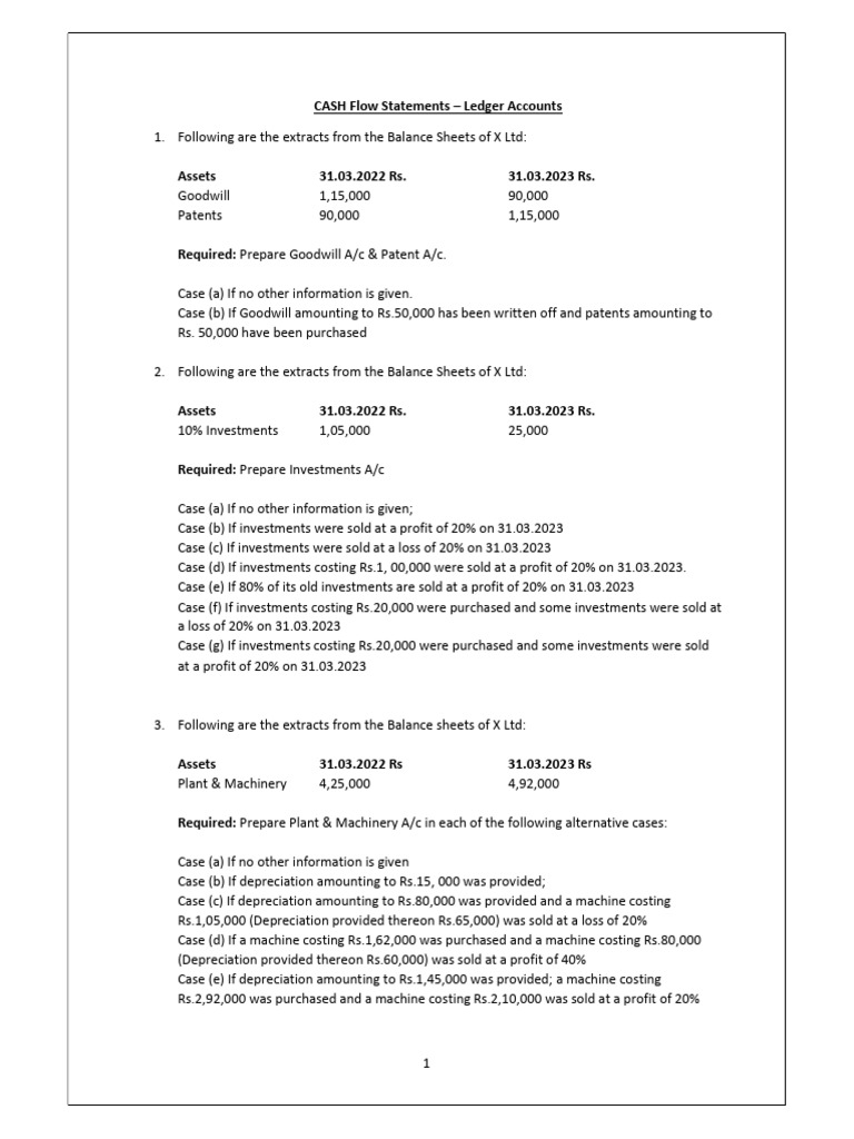 CA Inter N23 - ACC Cash FLow Ledger Account_copy | PDF | Depreciation ...