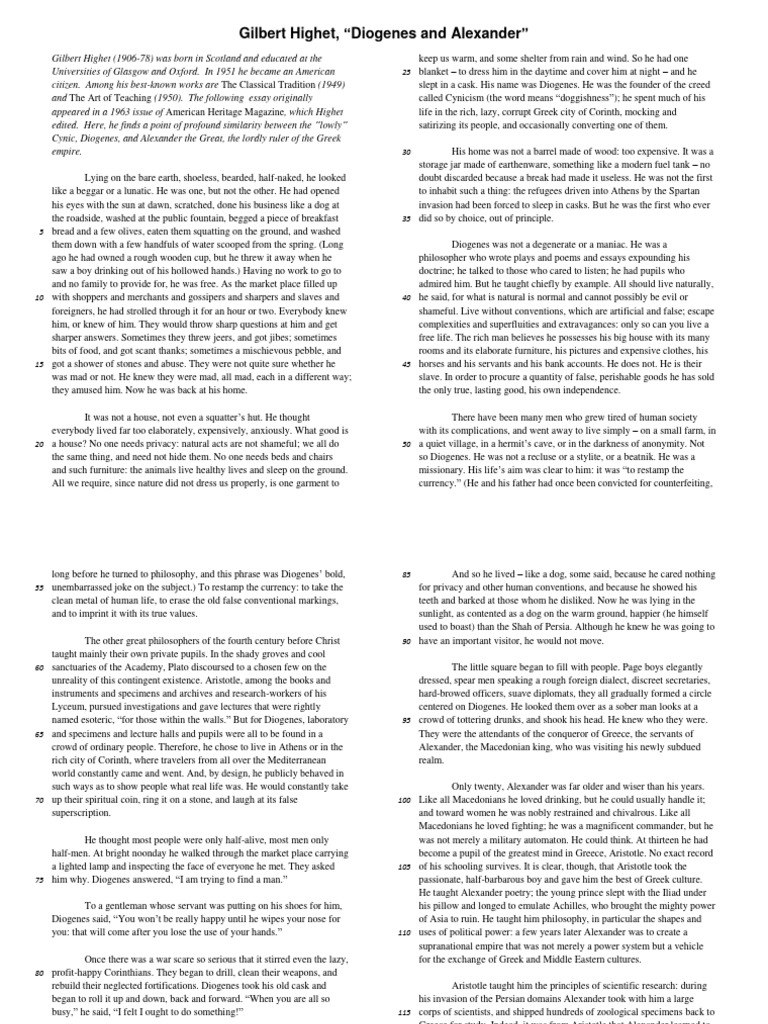 01 - Gilbert Highet - Diogenes and Alexander | PDF | Aristotle