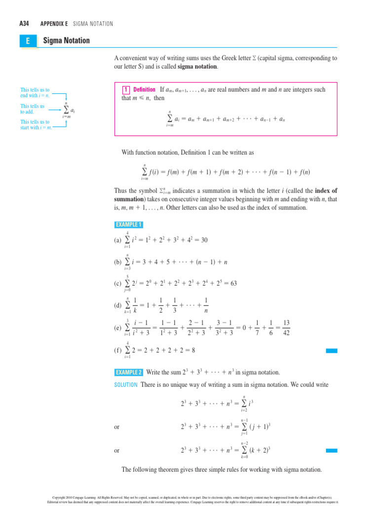 Sigma Notation For Integrals James | PDF | Summation | Mathematics