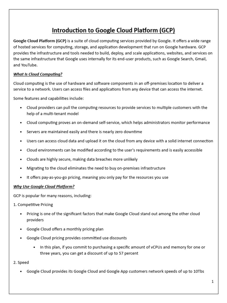 Introduction To Google Cloud Platform | PDF | Cloud Computing | Educational Technology