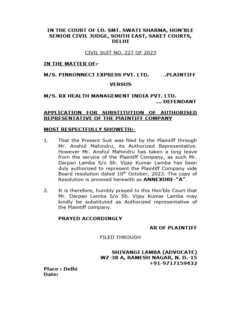 Substitution Application | PDF | Affidavit | Public Law