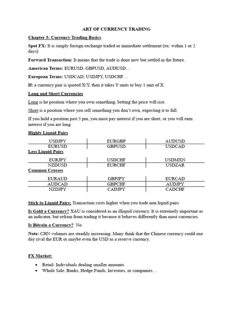 Chapter 3 - Currency Trading Basics | PDF | Foreign Exchange Market ...