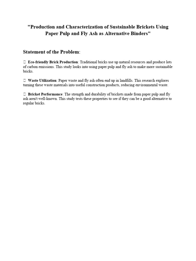 Production and Characterization of Sustainable Brickets Using Paper ...