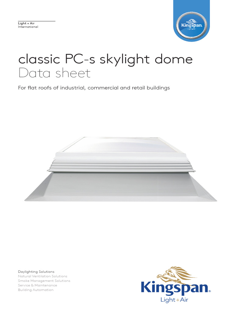 Classic PC-s Skylight Dome Data Sheet | PDF | Roof | Building Engineering