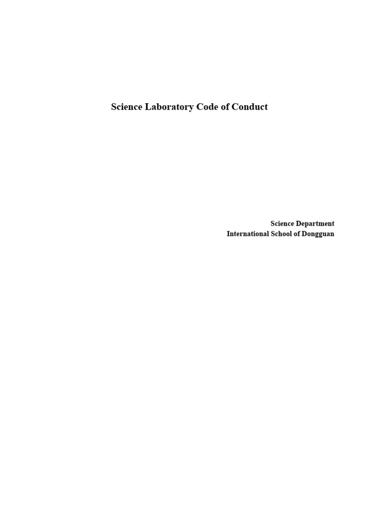 Science Laboratory Code of Conduct | PDF | Laboratories
