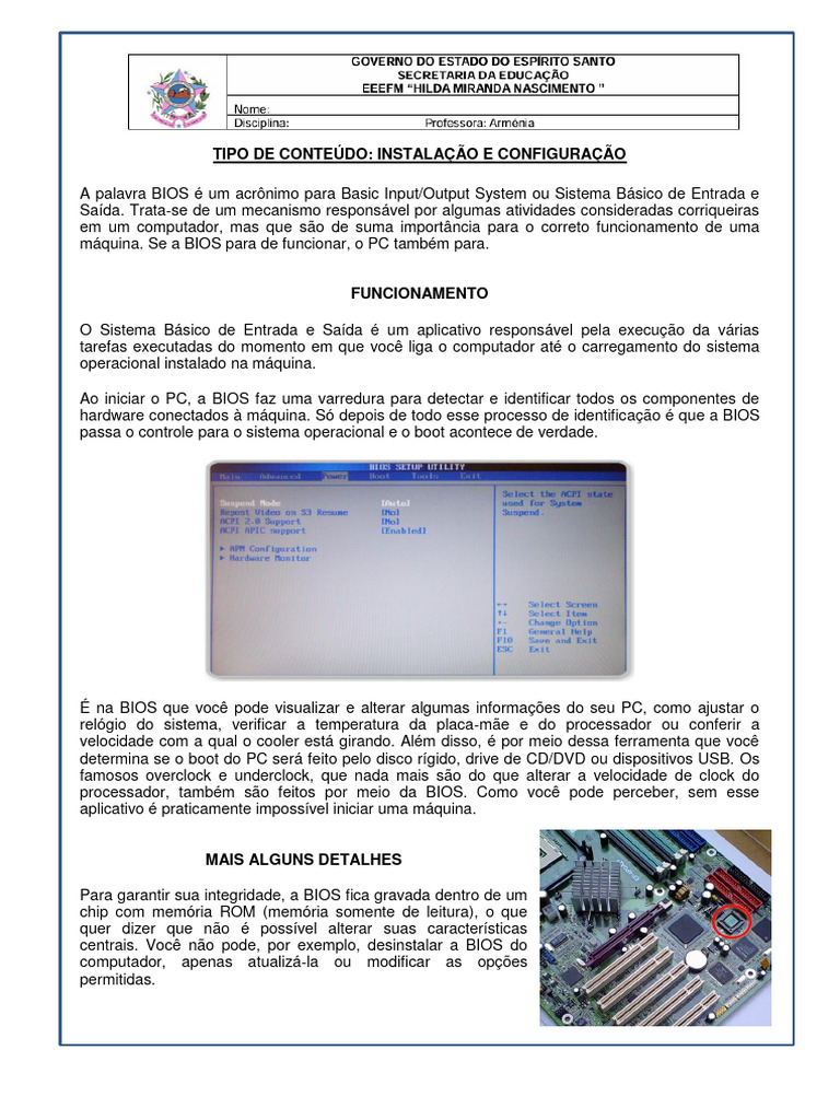 Guia de Instalação e Atualização da BIOS | PDF | BIOS | Inicialização ...