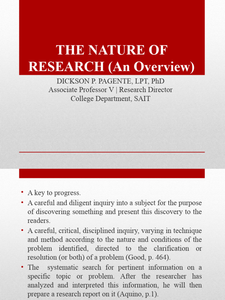 1 - THE NATURE OF RESEARCH (An Overview) | PDF | Quantitative Research ...