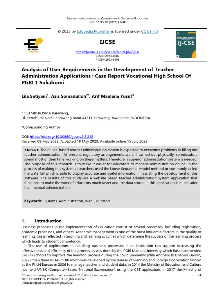 IJCSE Azis+Somadulloh Journal | PDF | Databases | Software Development Process