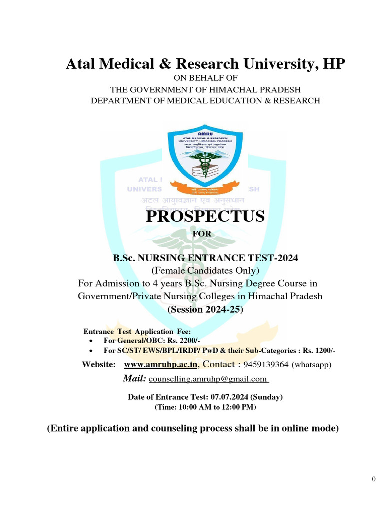 Final BSC Nursing Prospectus 2024 2025 For Website | PDF | University ...