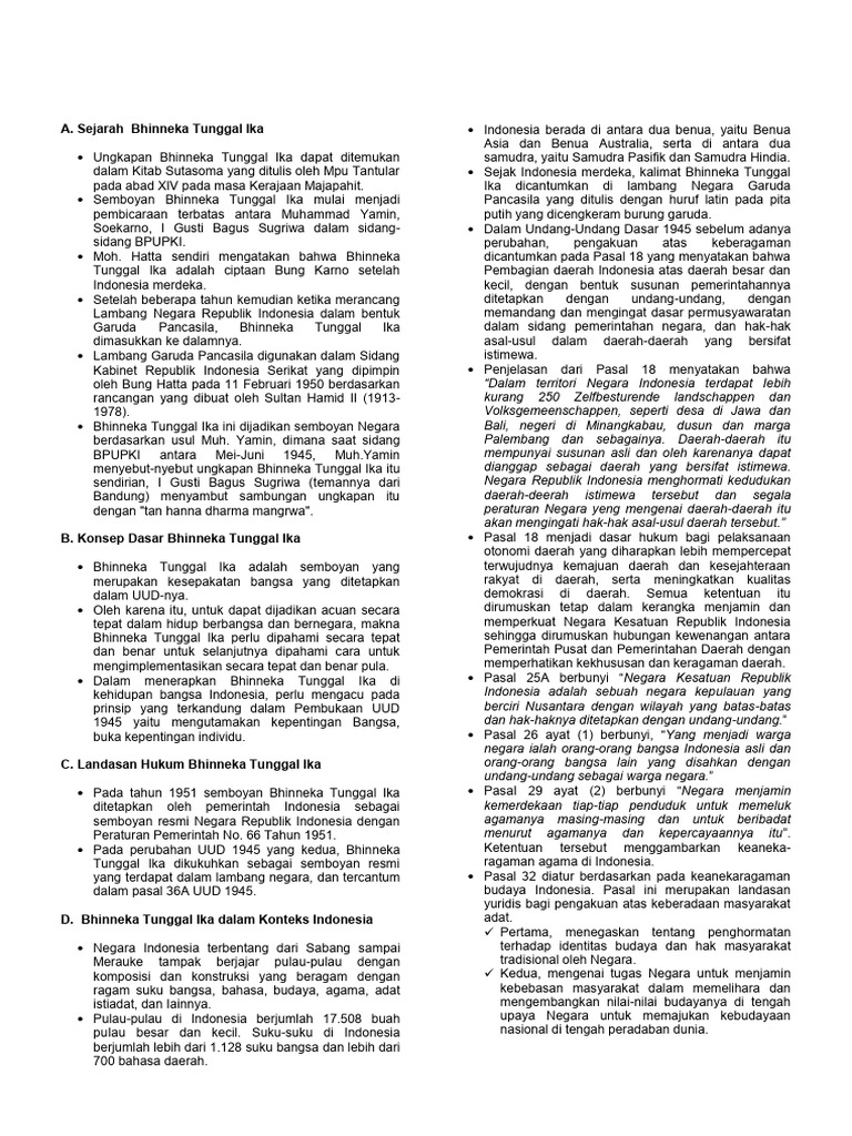 Sejarah dan Makna Bhinneka Tunggal Ika | PDF