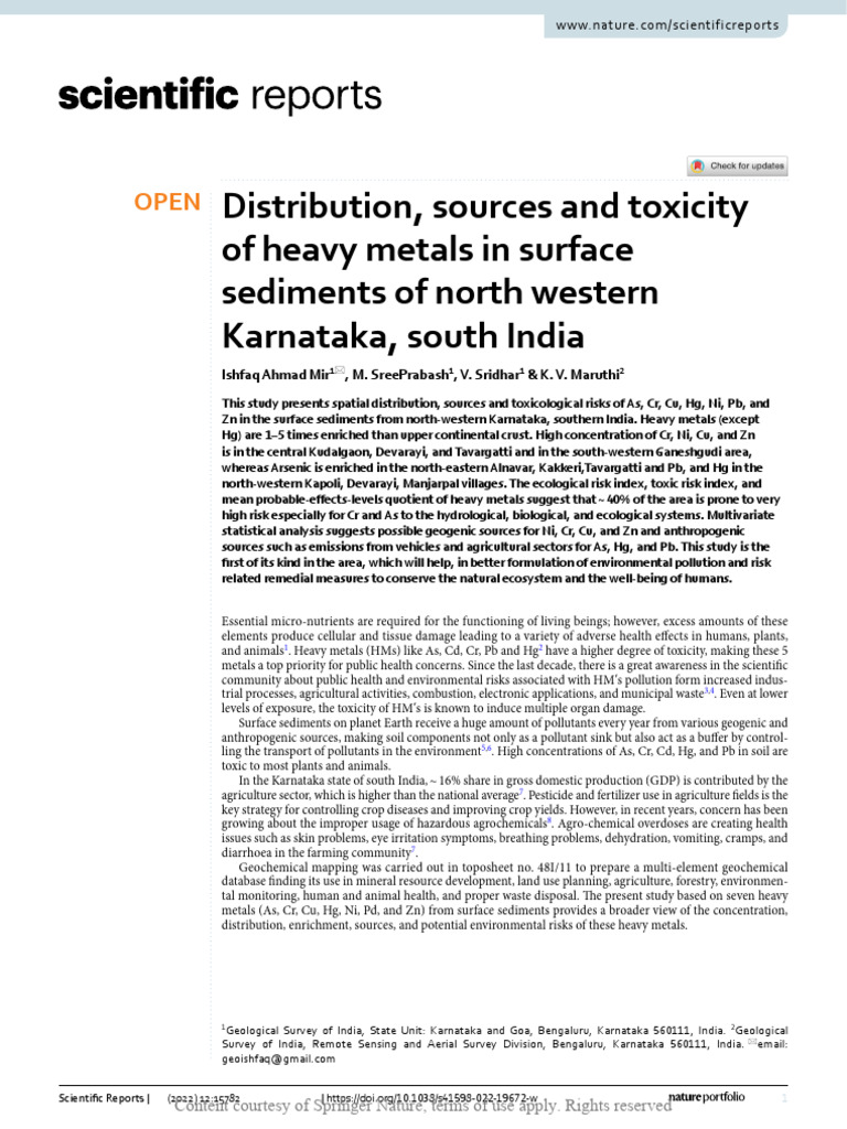 Distribution Sources and Toxicity of Heavy Metals | PDF | Agriculture ...