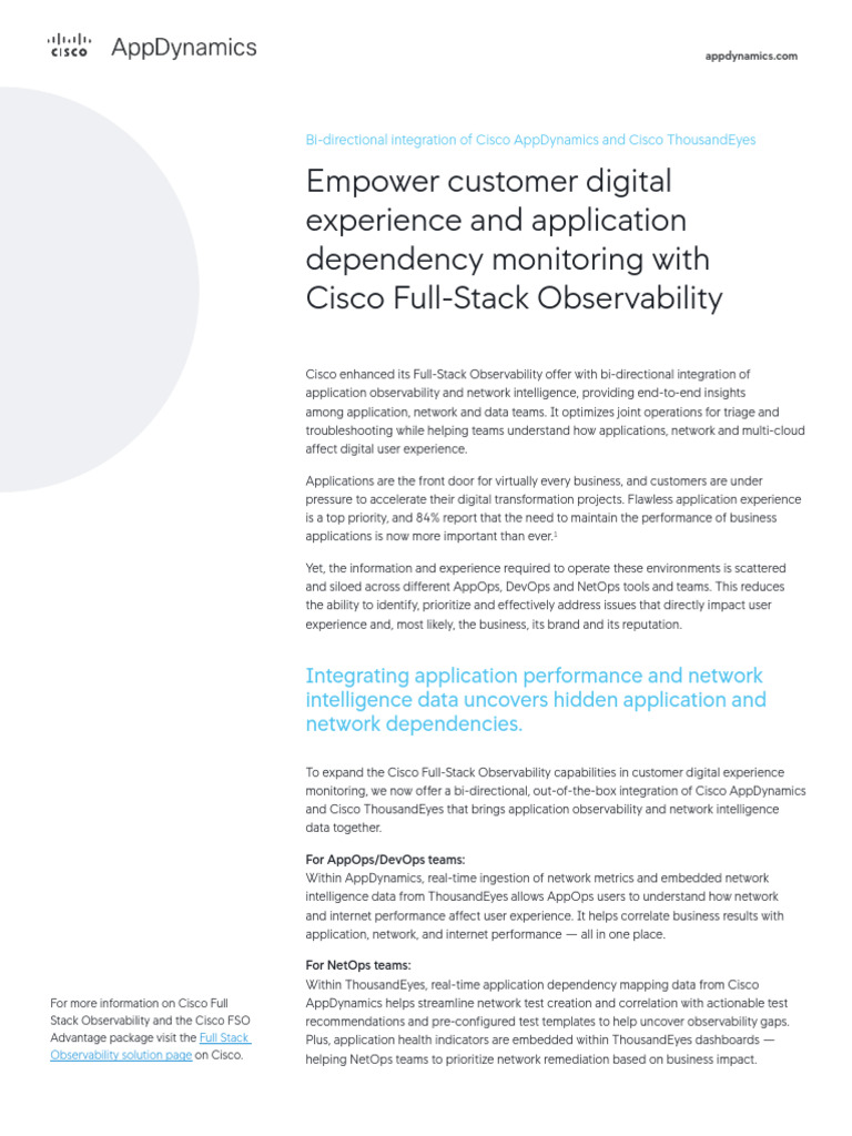 Customer Digital Experience Application Dependency Monitoring Datasheet ...