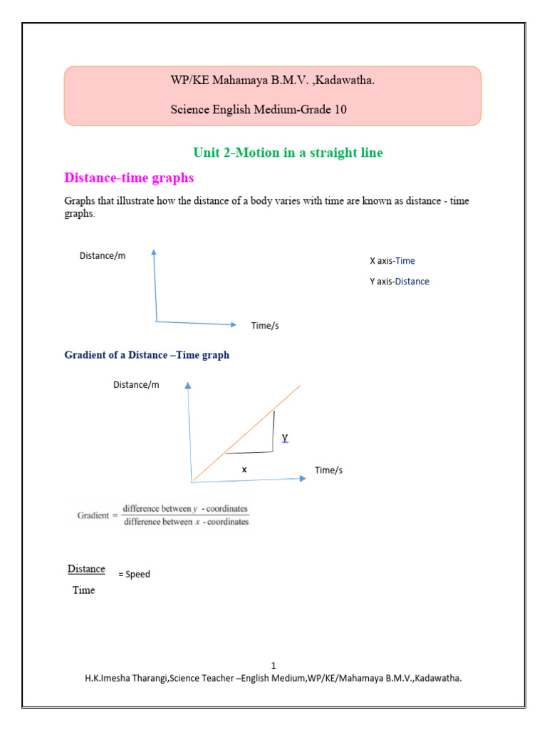 Distance and Displacement Graphs Guide | PDF