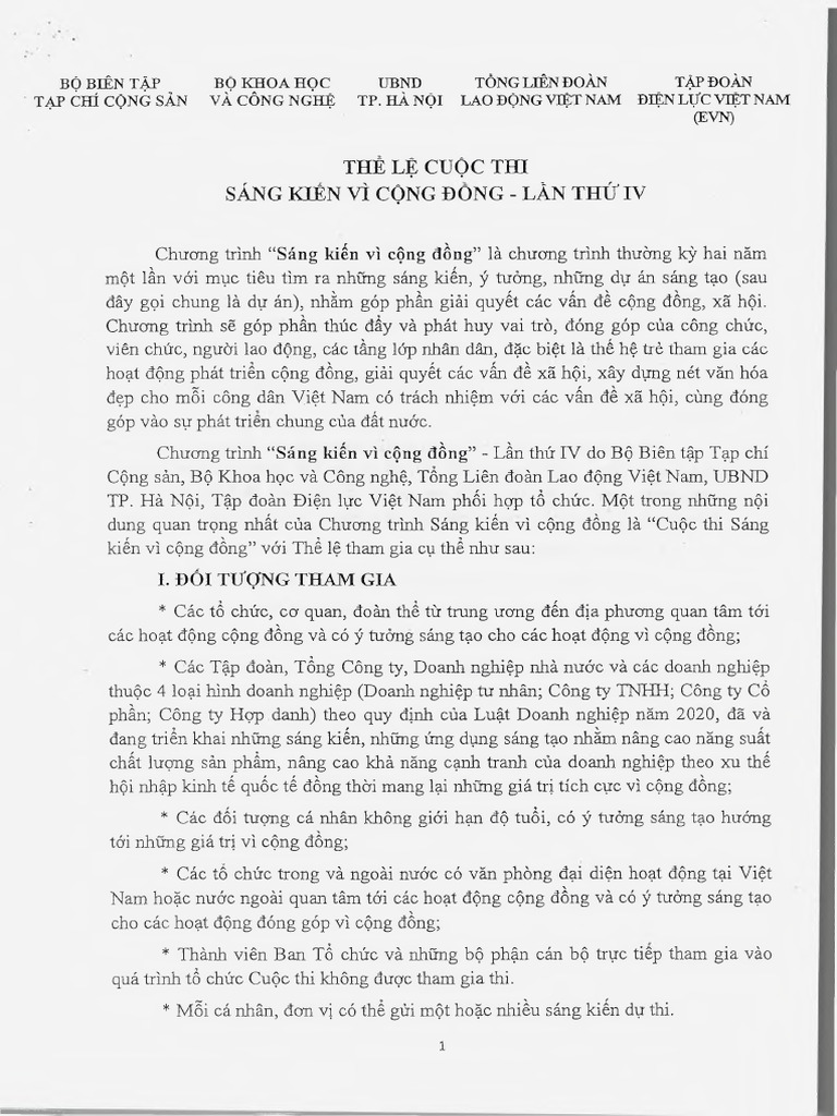 The Le Cuoc Thi Sang Kien VI Cong Dong Lan IV | PDF