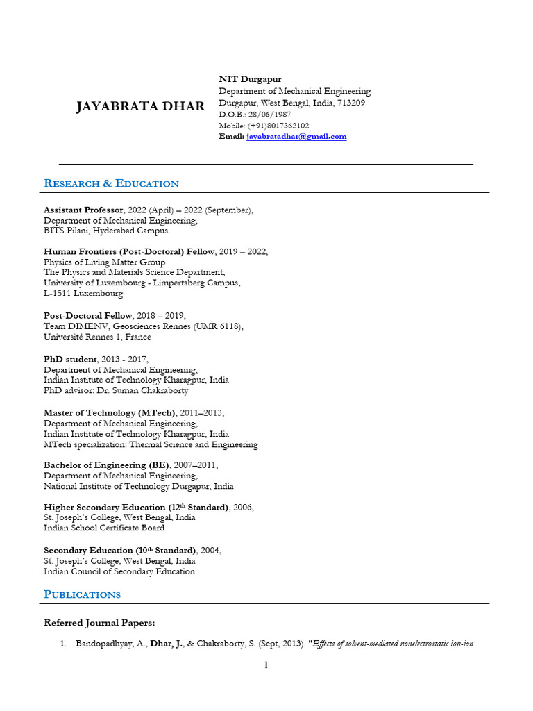 CV Jayabrata NIT | PDF | Liquid Crystal | Microfluidics