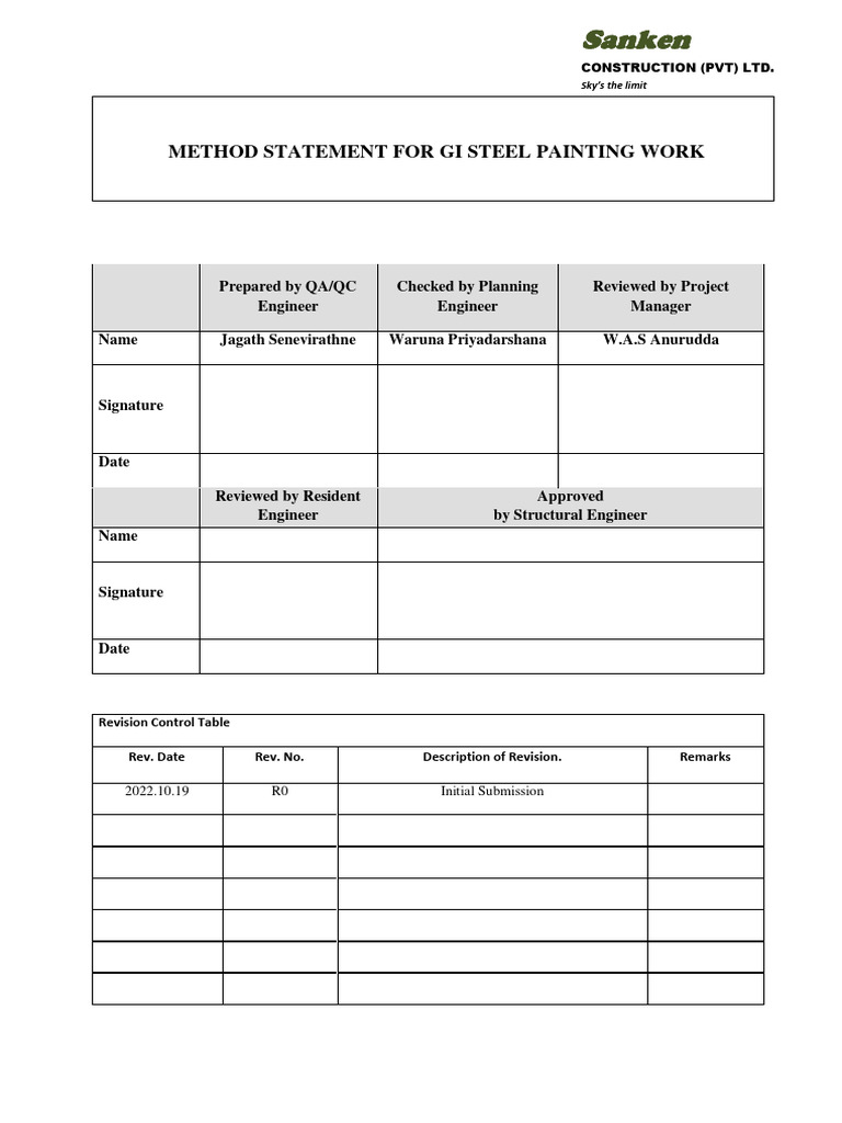 GI Steel Painting Method Statement | PDF | Paint | Epoxy