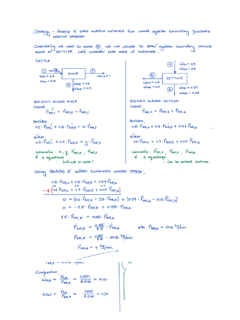Mass Balances Tutorial 2.6 Solution | PDF