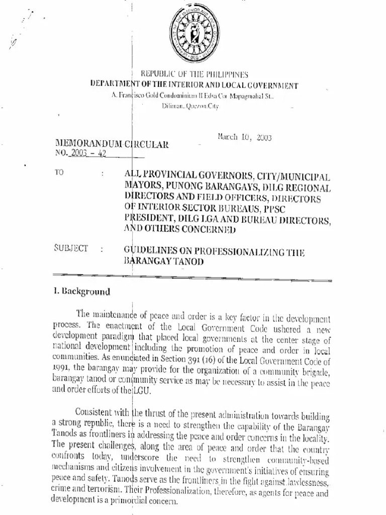 Dilg Memo Circular 2003-42 | PDF