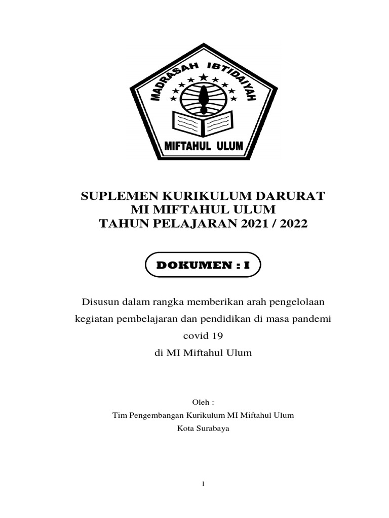Kurikulum Darurat 2021-2022 Mi Miftahul Ulum | PDF | Bisnis | Seni
