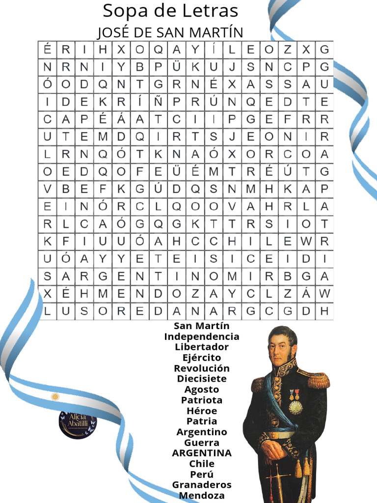 Material Gratuito. Sopa de Letras. San Martín. Alicia Abatilli | PDF