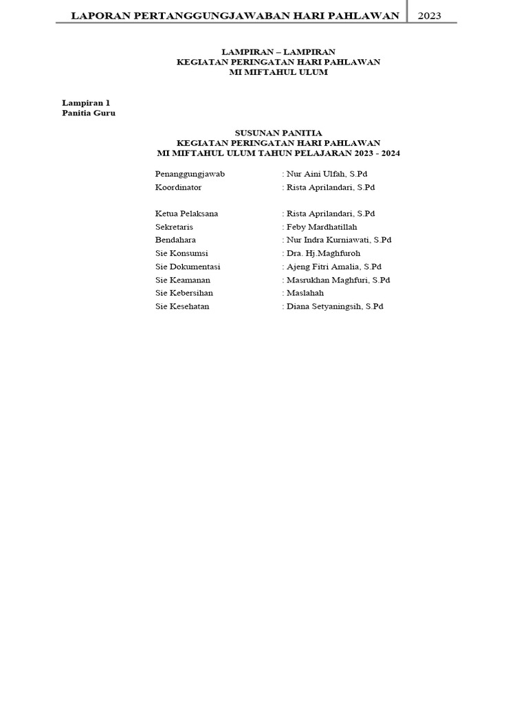 Lampiran SK Panitia | PDF