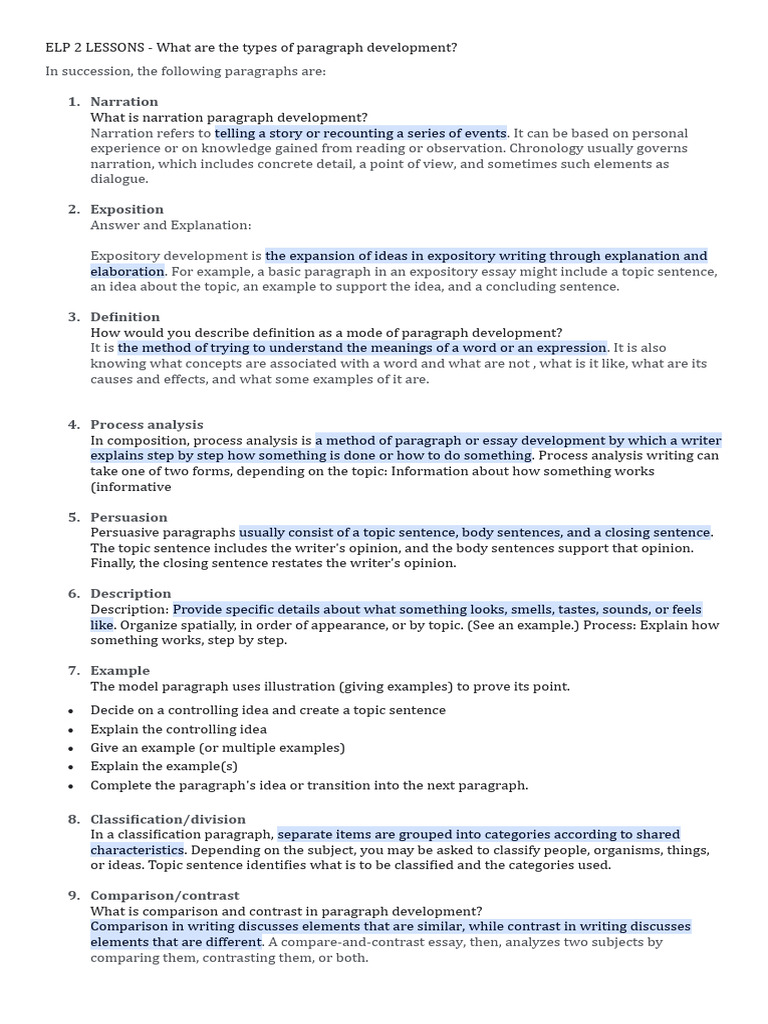 Types of Paragraph Development | PDF | Cognition | Cognitive Science