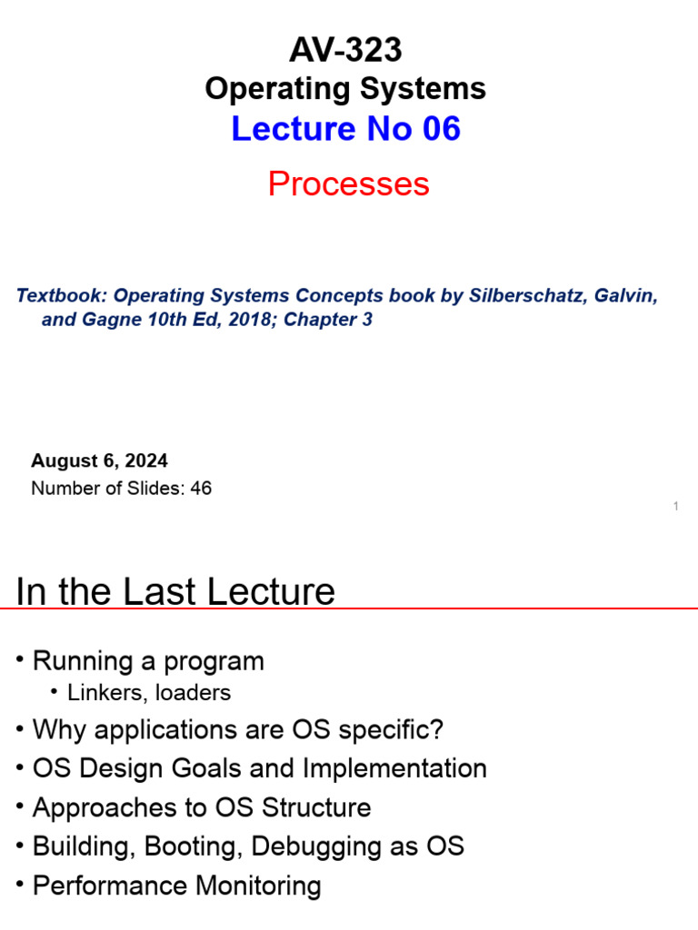 Lecture 06 AV-323 Processes | PDF | Process (Computing) | Network Socket