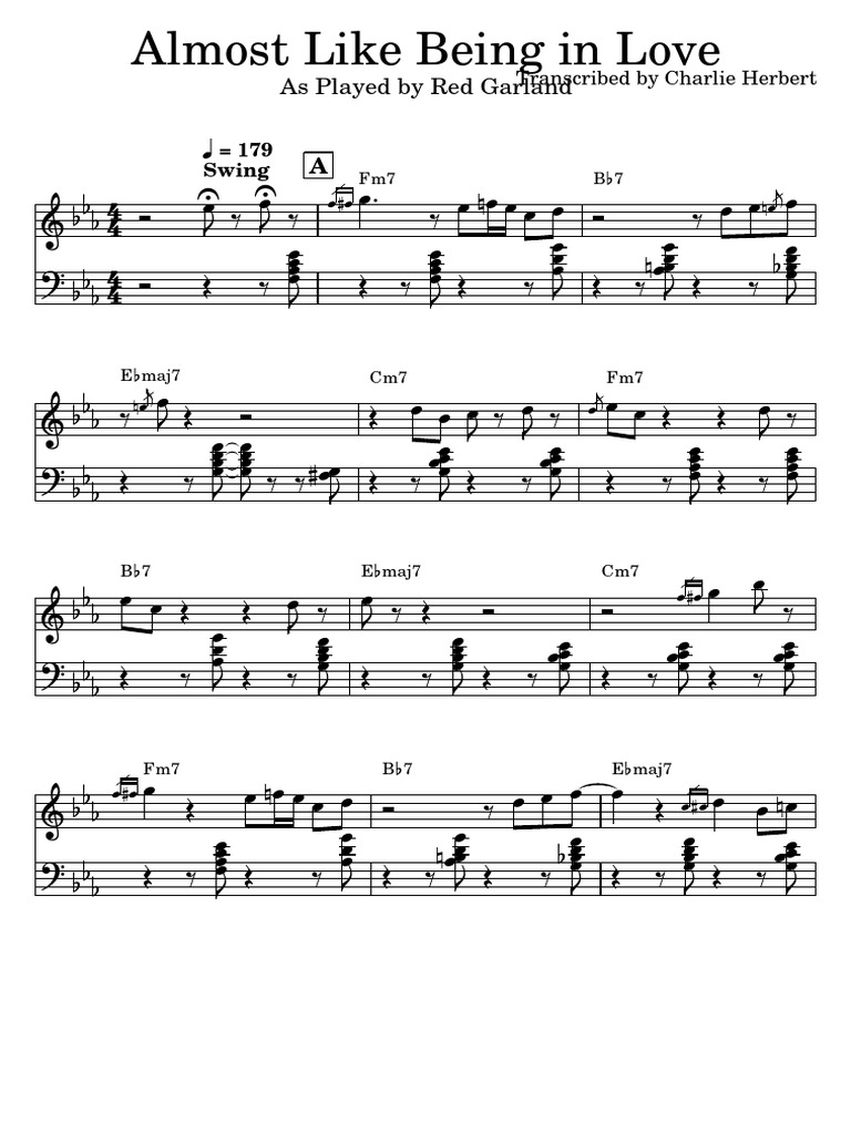 Red Garland Transcription Almost Like Being in Love | PDF