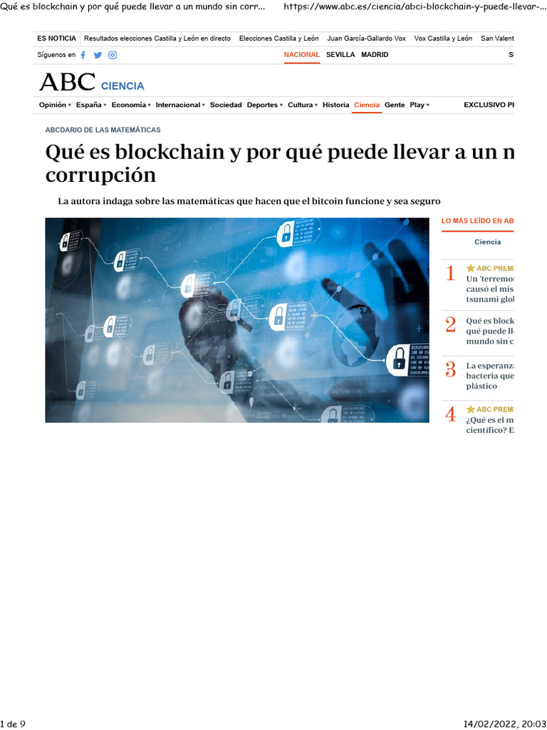 Qué es blockchain y por qué puede llevar a un mundo sin corrupción | PDF | Bitcoin | Criptomoneda