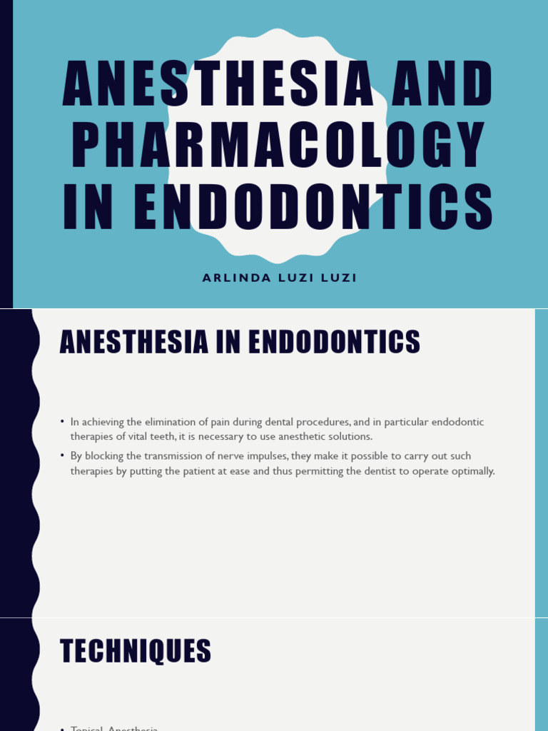Anesthesia and Pharmacology in Endodontics | PDF | Anesthesia ...