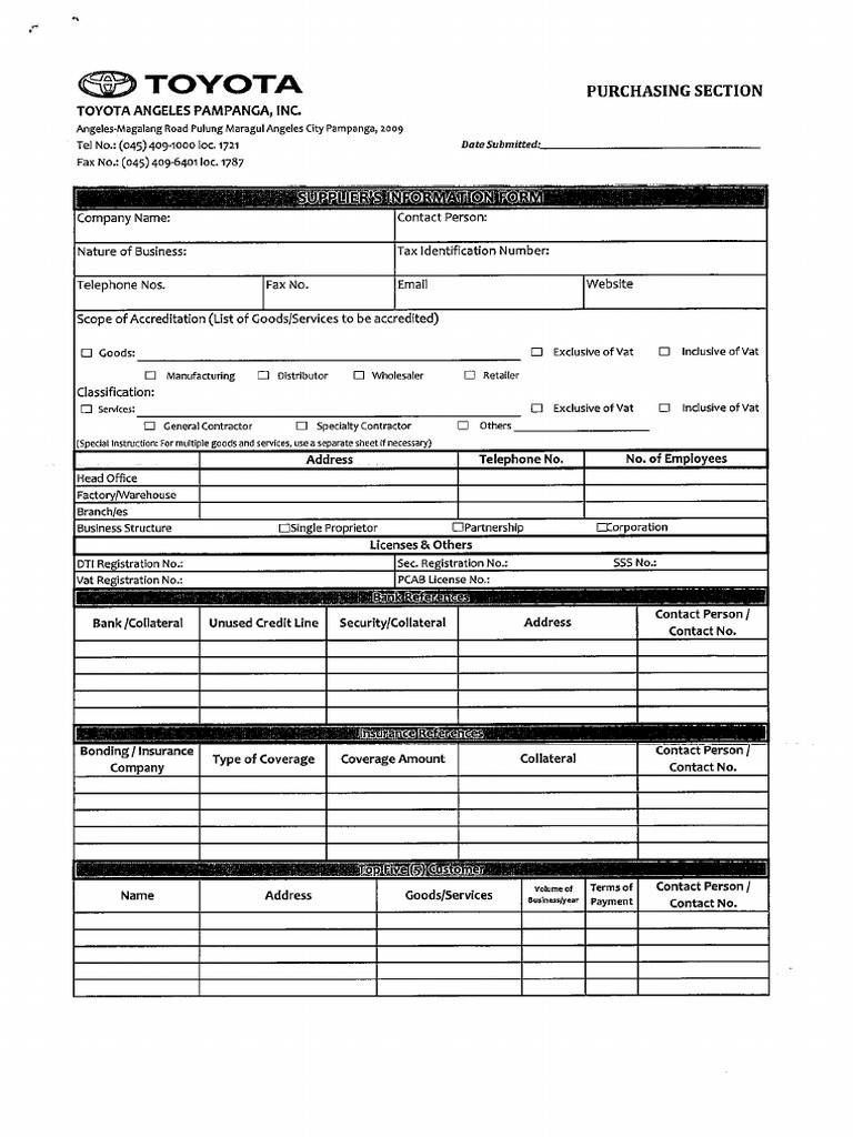 Supplier's Accreditation Form Tap | PDF