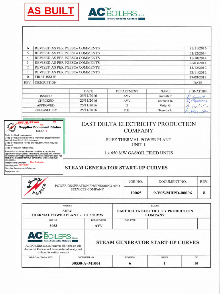 Steam Generator Start-Up Curves | PDF | Boiler | Steam