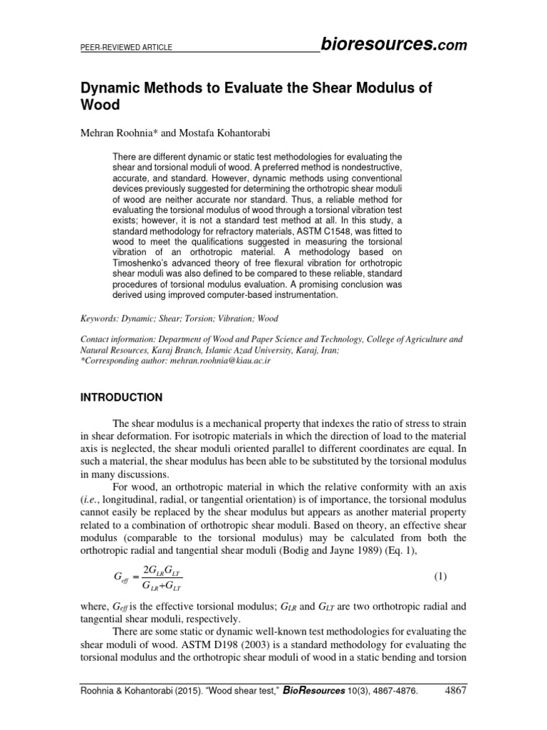BioRes 10 3 4867 Roohnia K Dynamic Methods Evaluate Shear Modulus Wood ...