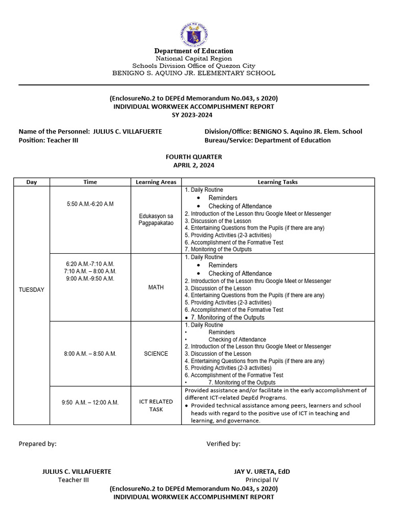 Villafuerte Iwar - April 2 26, 2024 | PDF | Educational Technology ...