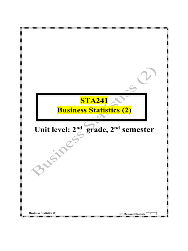 Lec 1 - STA241 - Bus. Stat. (2) - Basic Probability Concepts - Material | PDF