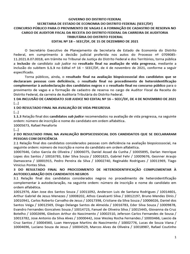 Ed 18 Seec DF 19 Auditor Inc Subjuce Res Final Biop Cotas Concurso | PDF